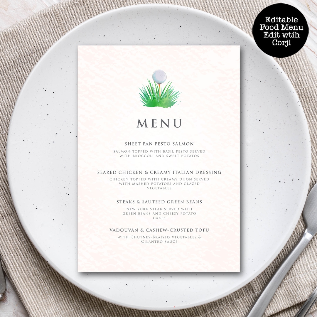 Golf Themed Food Menu, Dinner Party Menu, Golfing Menu, Dinner Menu ...