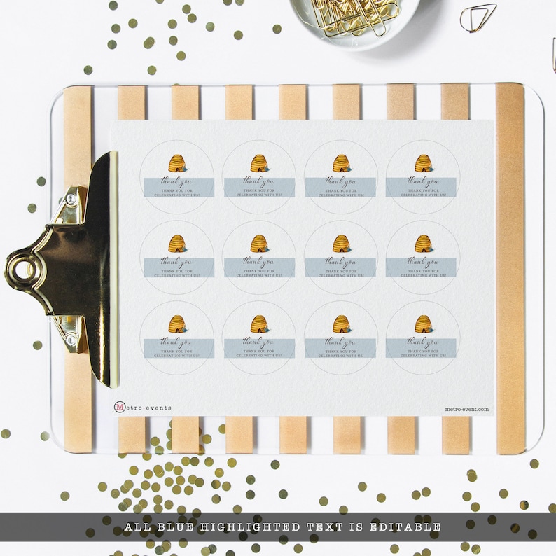 Printable Bee Hive Gift Tags Customizable Editable Corjl Template ...