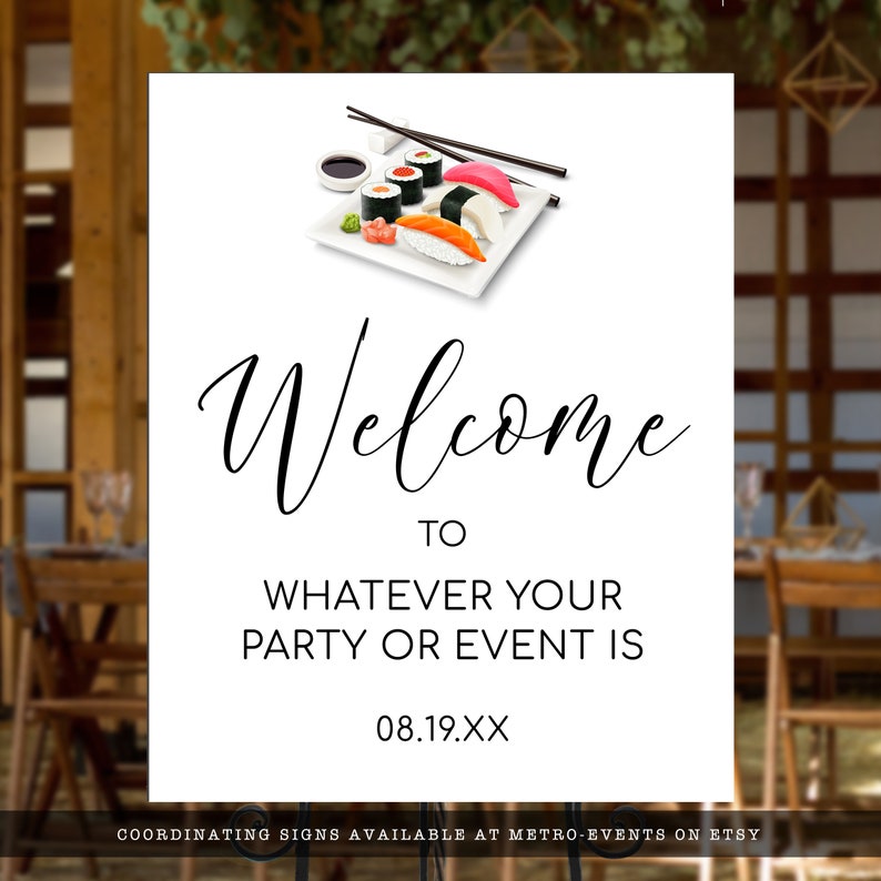 Sushi Food Signs Sushi Food Labels Sushi Themed Food Sign - Etsy