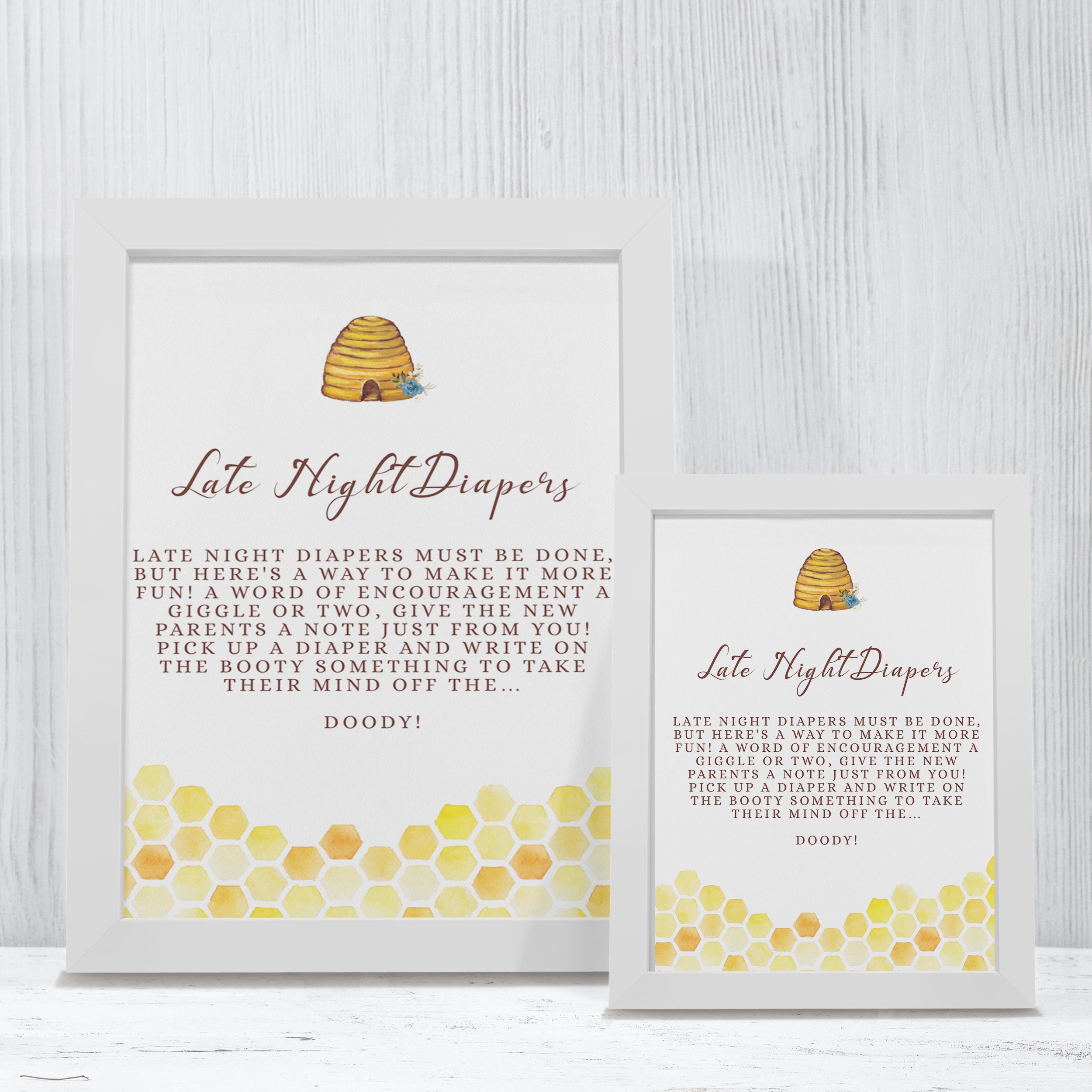 Editable Late Night Diaper Sign, Honeycomb Bee Signs, Instant Download ...
