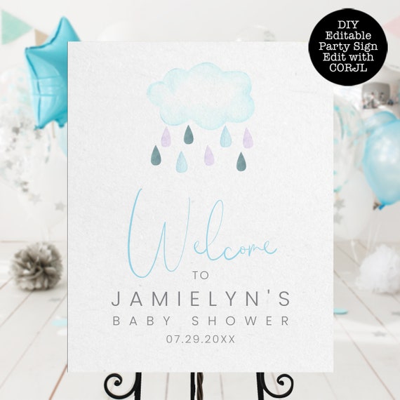 Rain Cloud Welcome Sign, Baby Shower Sign, Custom Welcome Sign ...