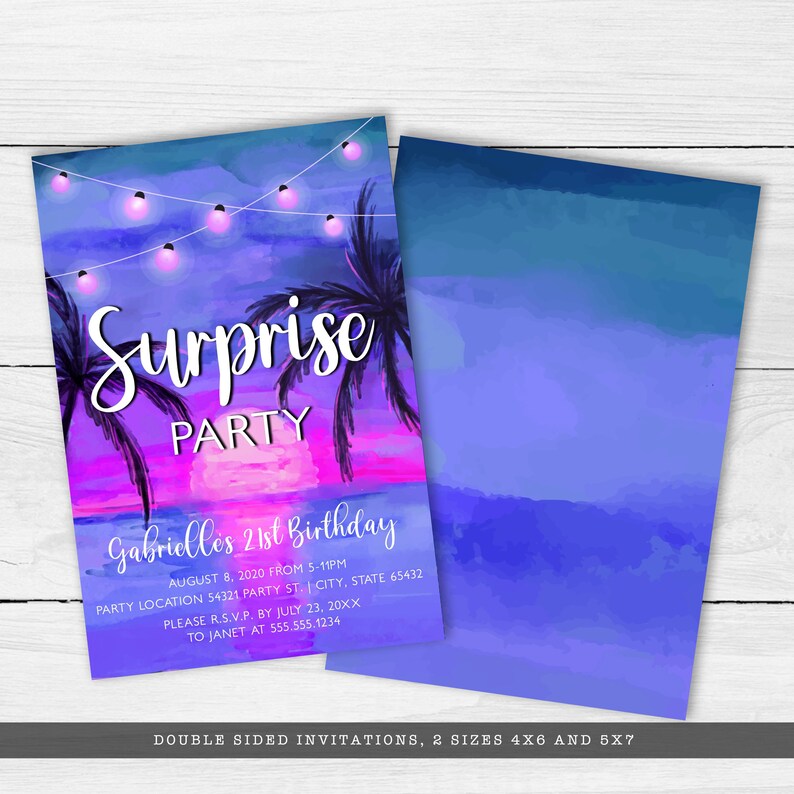 Beautiful Sunset Party Invitation Beach Party Invitations | Etsy