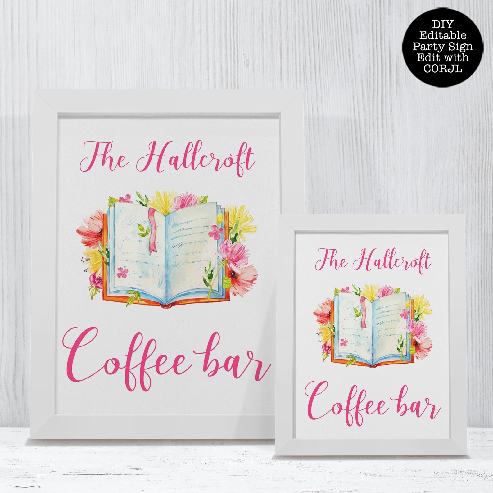 Floral Coffee Bar Sign, Book Club Decor (digital Download) - Etsy