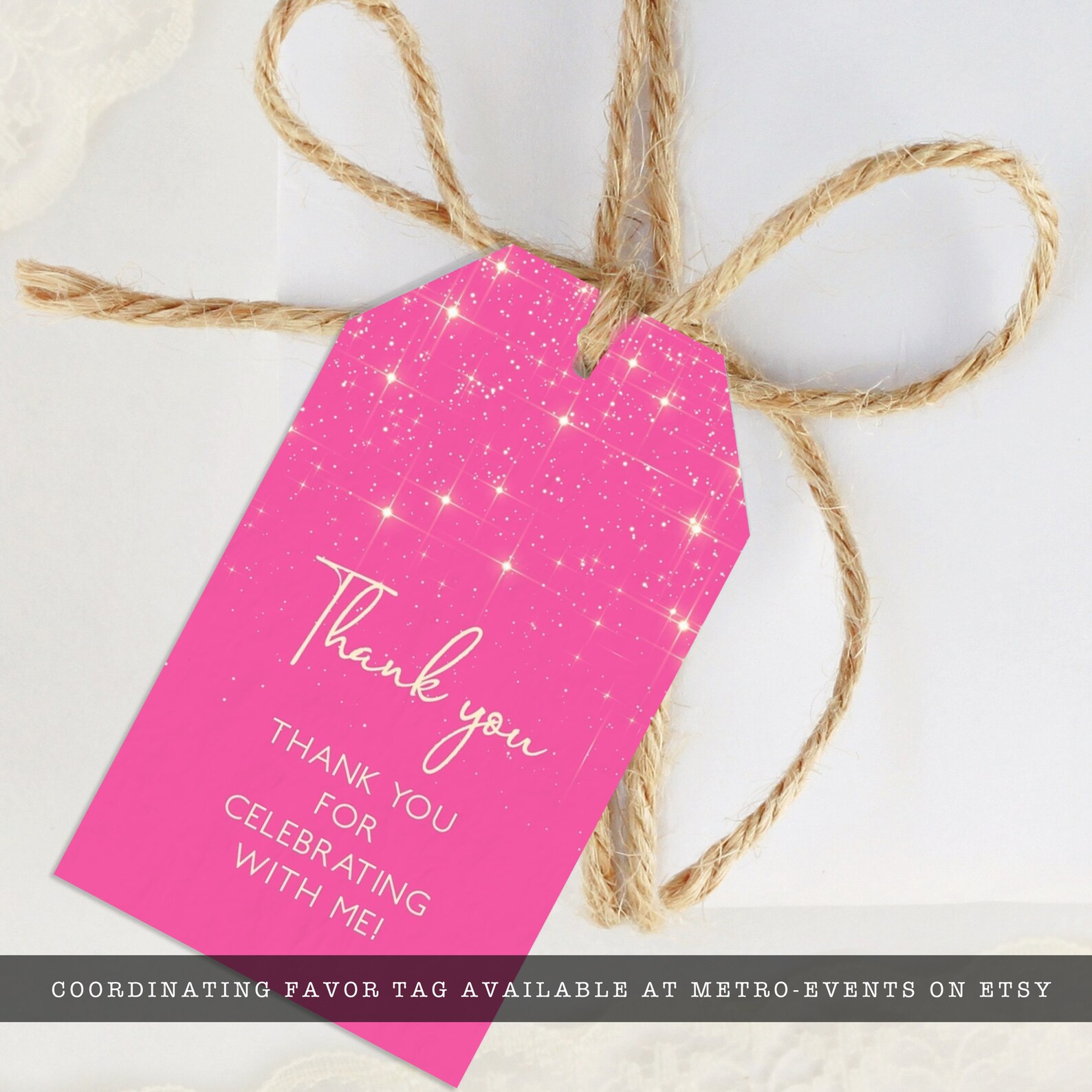 Pink Glitter Thank You Cards Hot Pink Thank You Cards Custom - Etsy