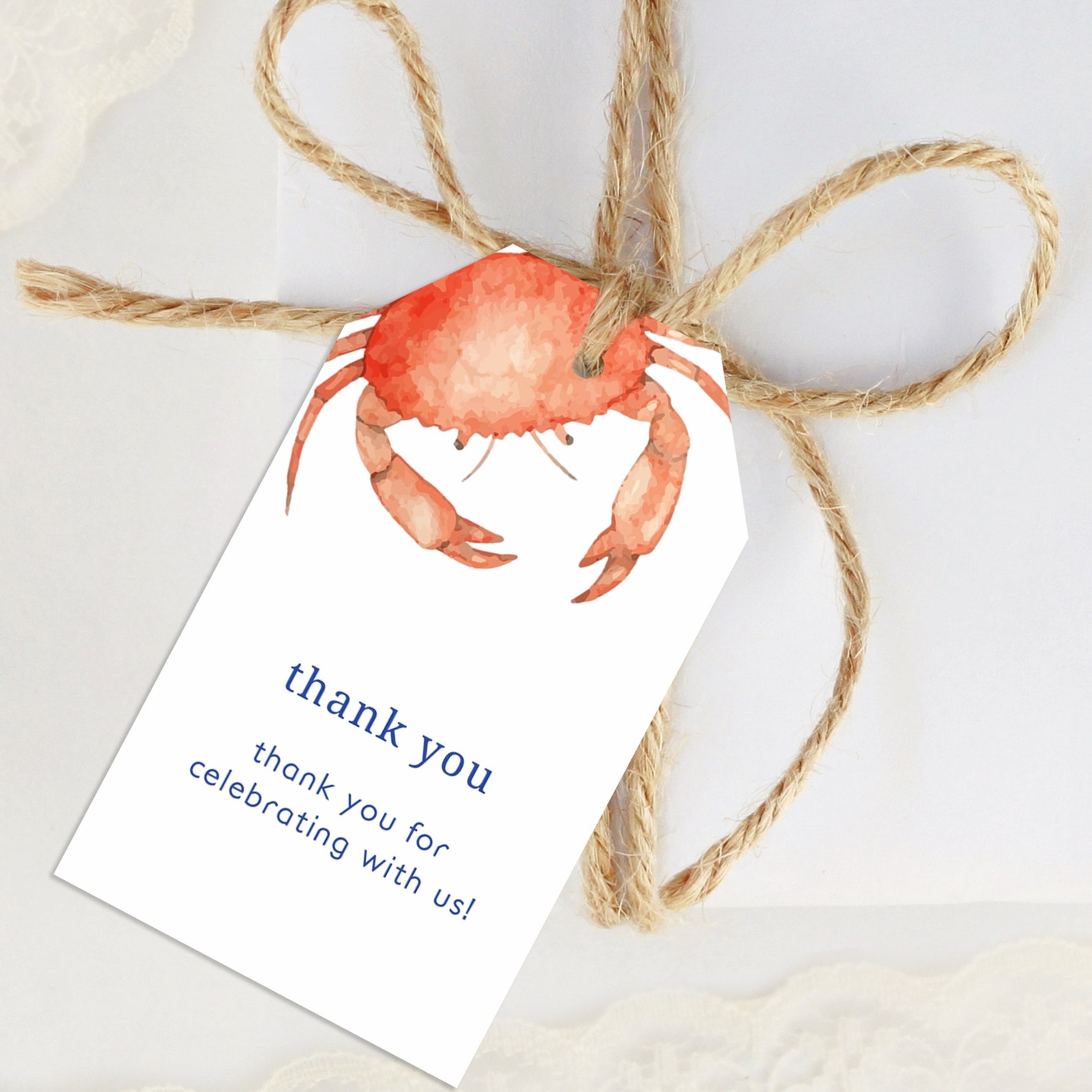 Crab Themed Favor Tags Beach Gift Tag Orange Crab Favor Tag - Etsy