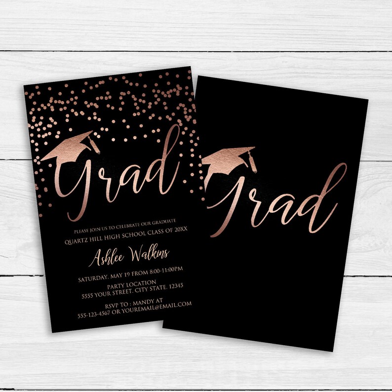 Rose Gold Foil Graduation Party Invitations Graduation Party | Etsy