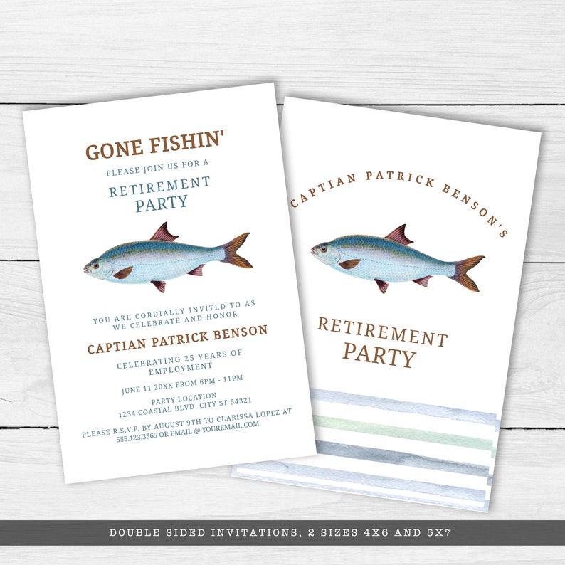 Fishing Retirement Party Invitations Gone Fishing Retirement | Etsy
