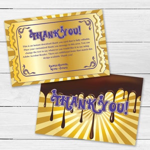 Gold Thank You Cards, Chocolate Thank You Notes, Golden Thank You Card ...