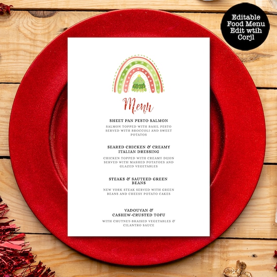 Christmas Tree Menu, Christmas Menu, Dinner Menu, Holiday Party Menu ...