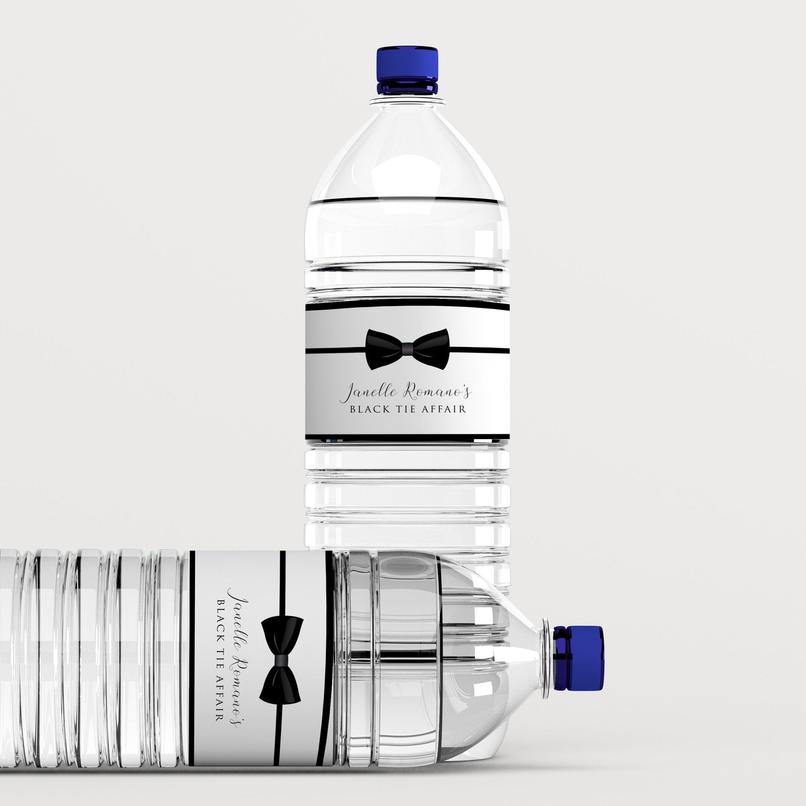 Black Tie Water Bottle Labels, Printable Drink Labels, Custom Labels ...
