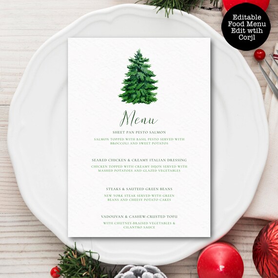 Christmas Menu, Christmas Tree Menu, Dinner Menu, Holiday Party Menu ...