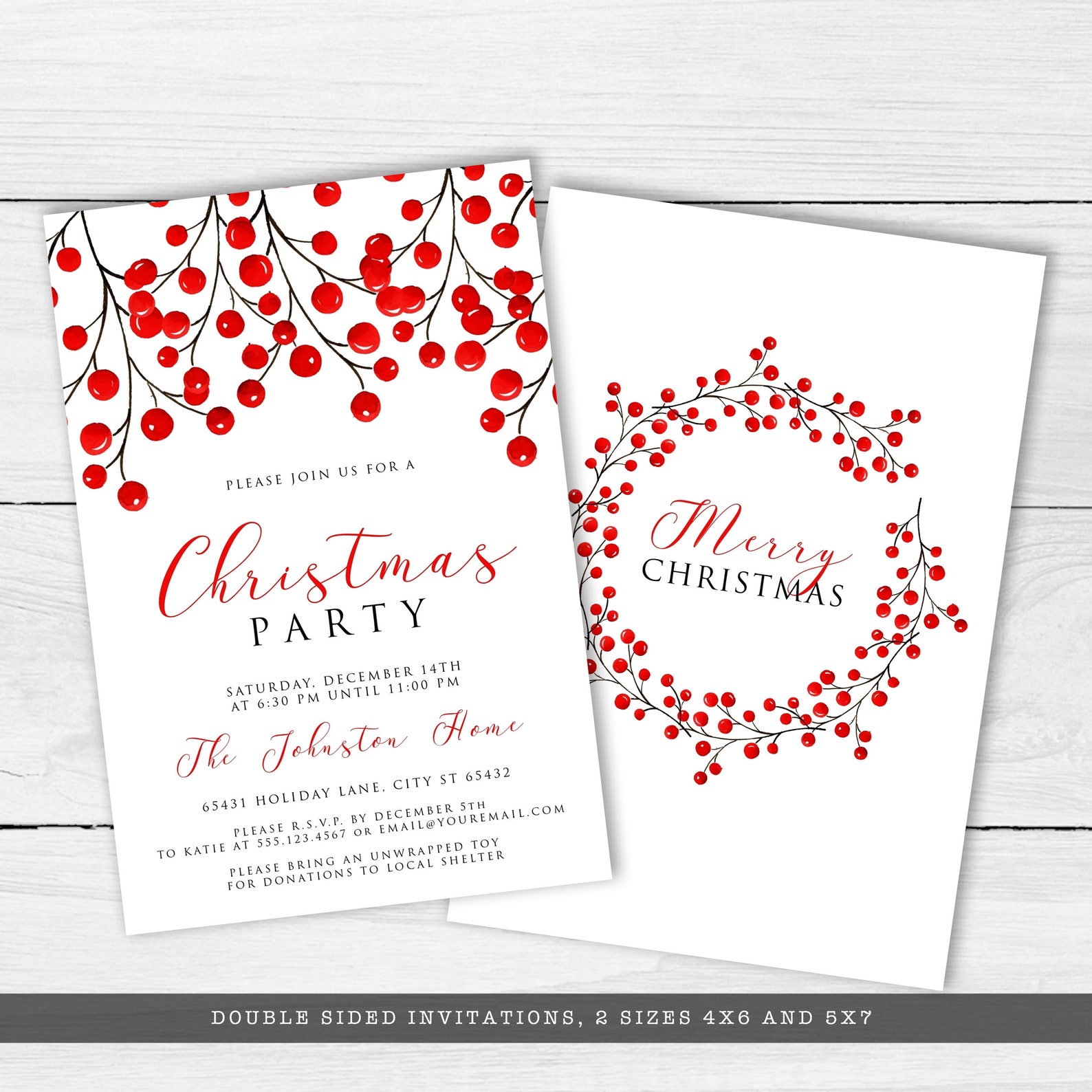 Christmas Invitations Printable Christmas Invitations | Etsy