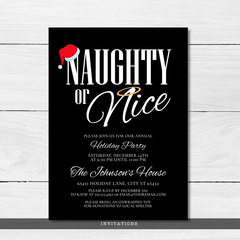 Naughty and Nice Party Invitations Holiday Party Invitations - Etsy