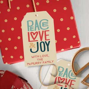Holiday Gift Tags Peace, Love and Joy Favor Tags Printable Favor Tags ...