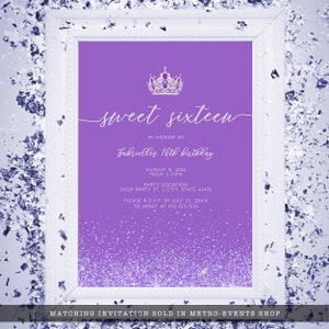 Purple Food Menu, Custom Menu, Purple Glitter Food Menu, Dinner Menu ...