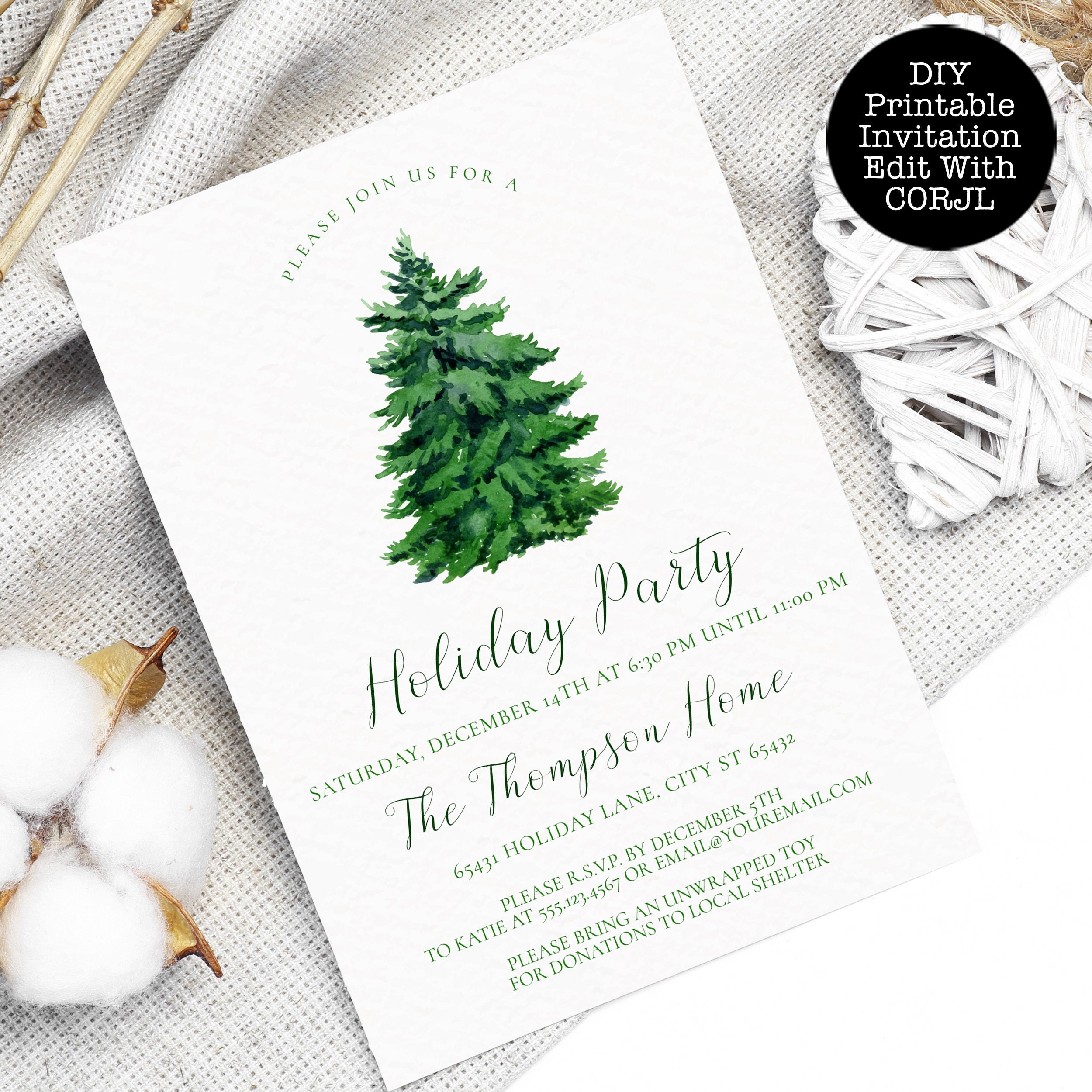 Paper Templates Invitations & Announcements Printable Minimalist ...