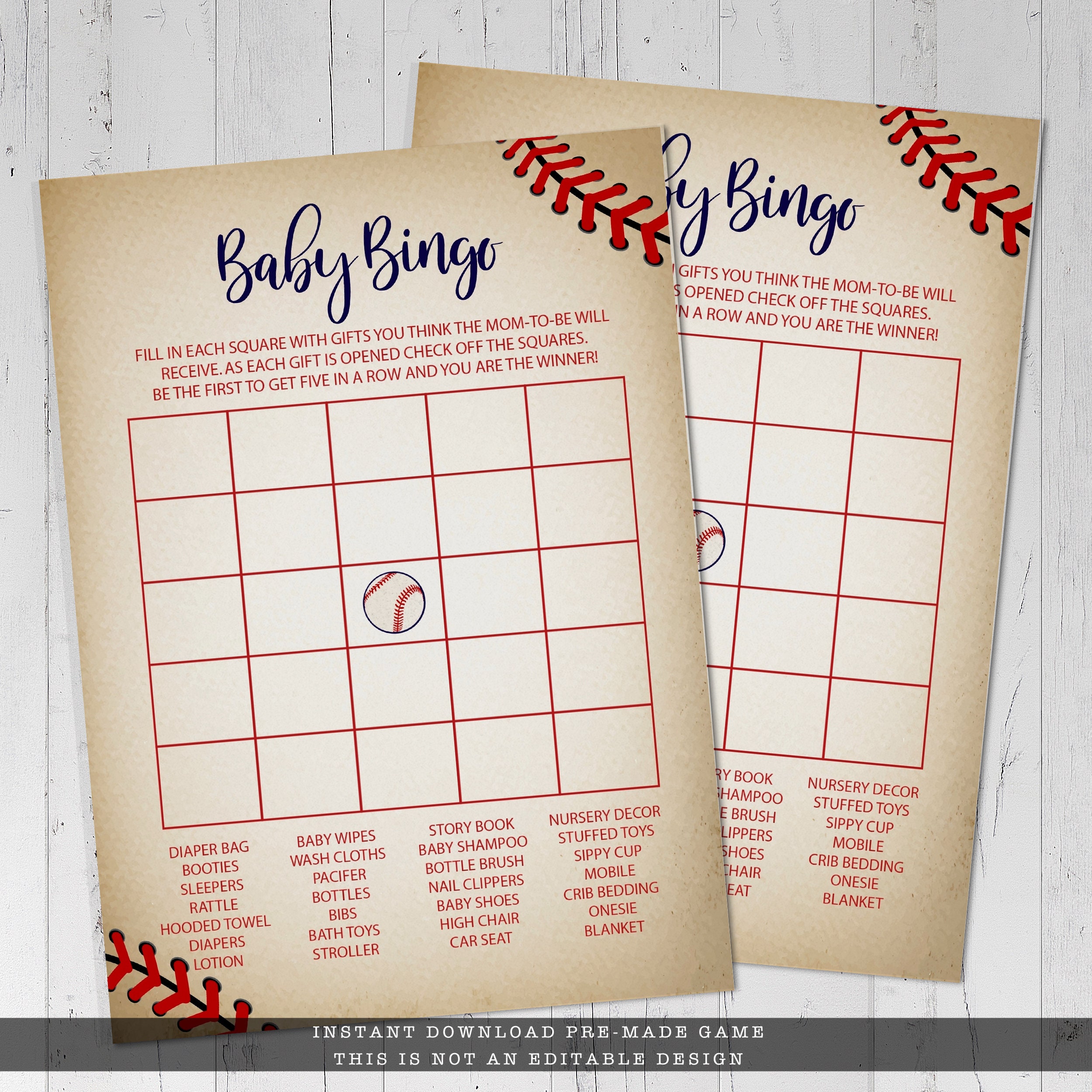 Baby Shower Bingo Game Baseball Baby Shower Sports Baby | Etsy