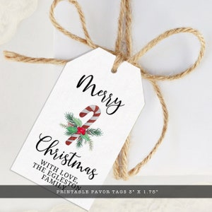 Candy Cane Gift Tags, Christmas Favor Tags, Holiday Gift Tags, Editable ...