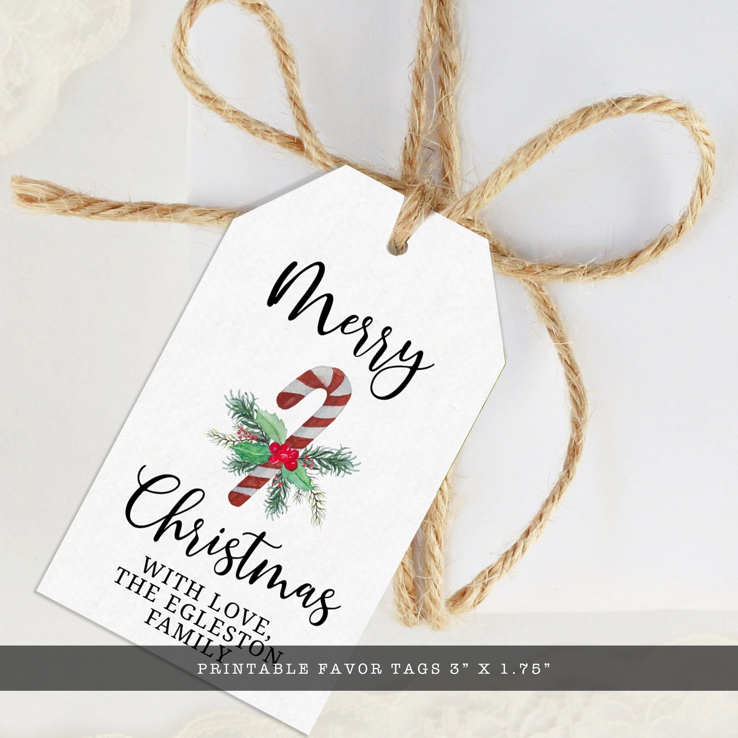 Candy Cane Gift Tags Christmas Favor Tags Holiday Gift Tags | Etsy