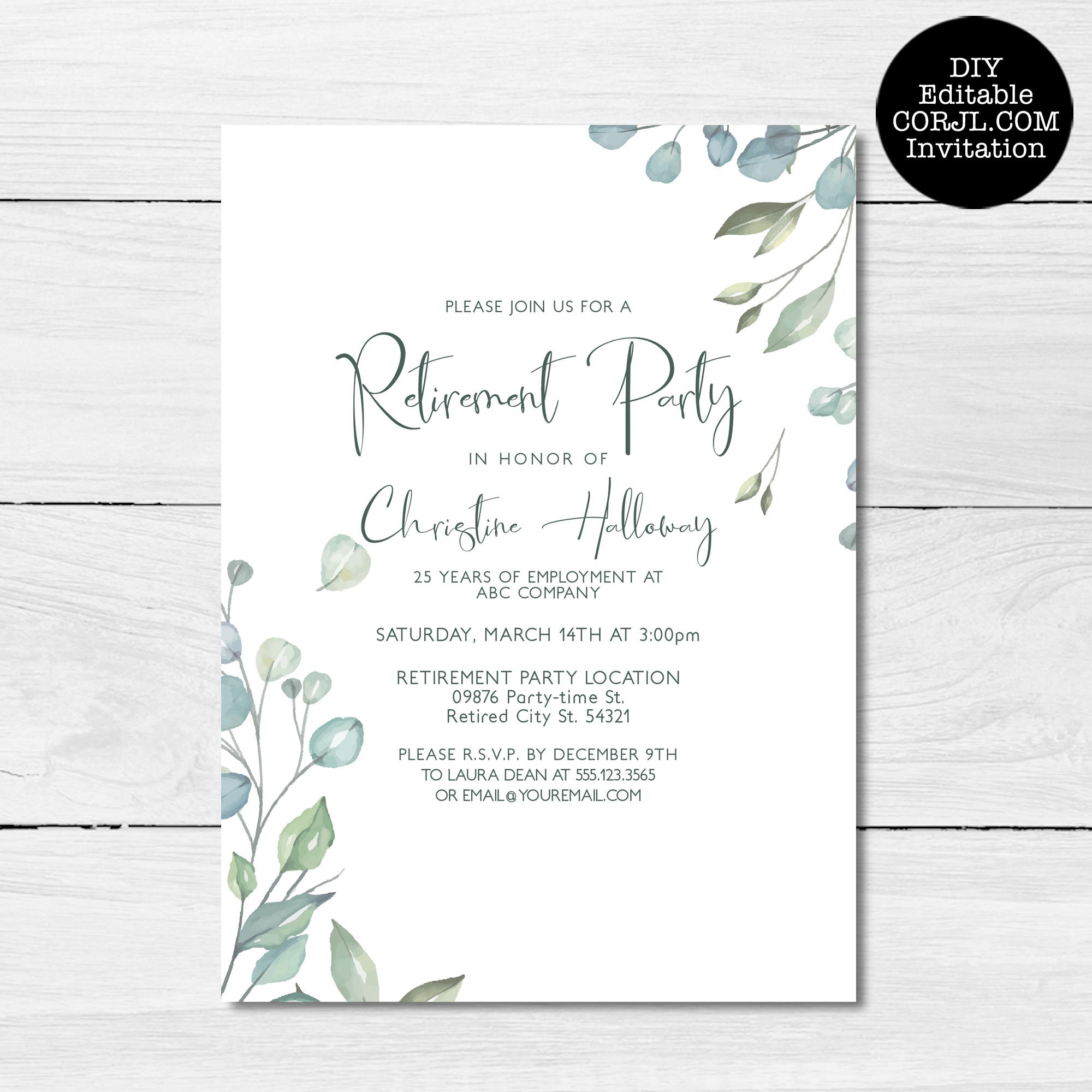 Retirement Party Invitation Printable Invitations Editable | Etsy