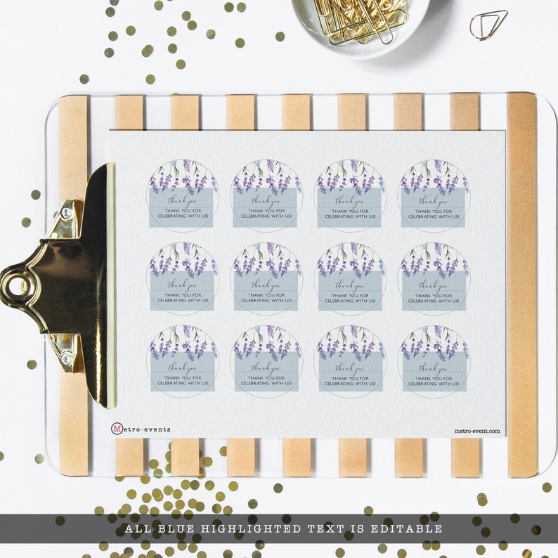 Lavender Favor Tags: Editable Printable Gift Tags (corjl Template) - Etsy