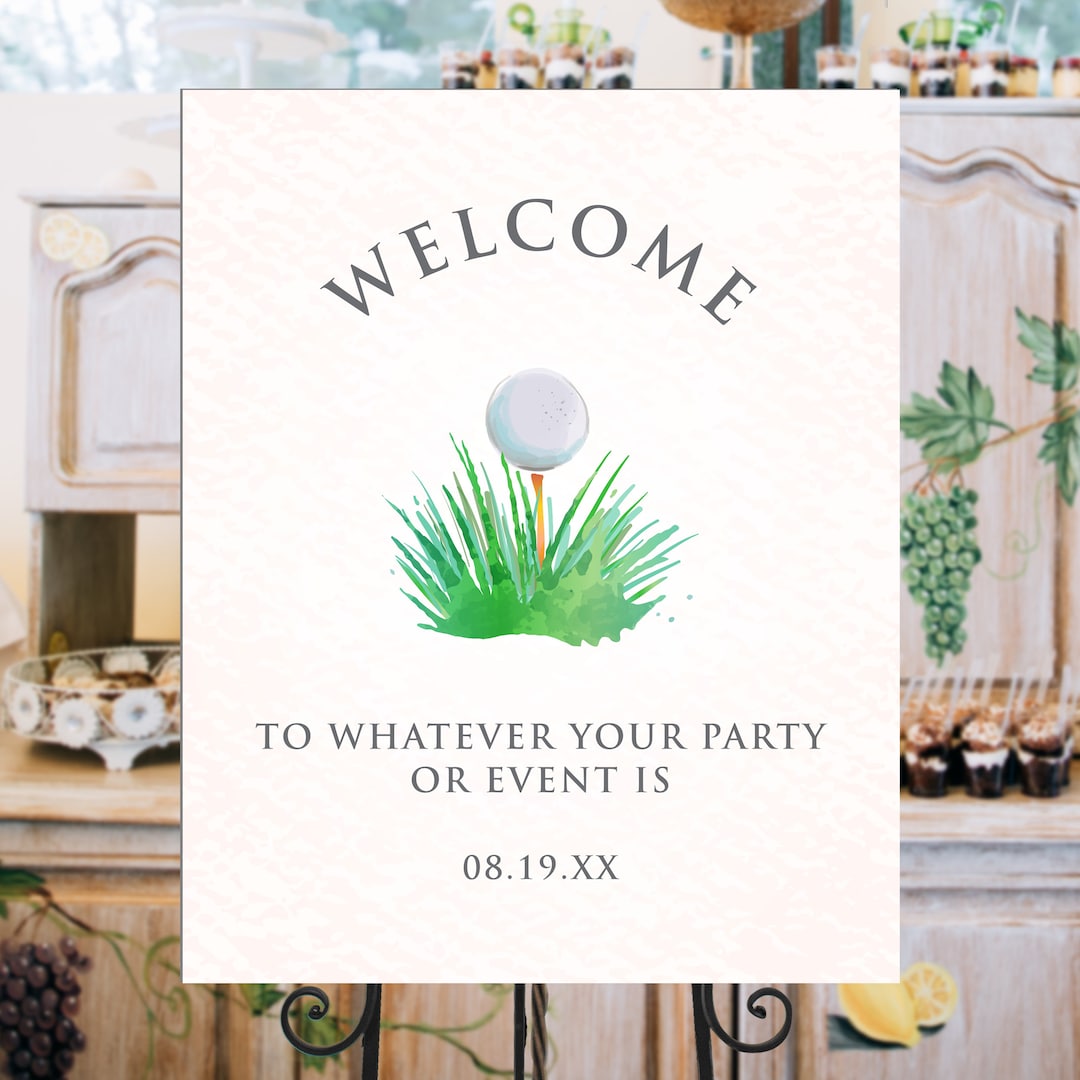 Golf Welcome Sign: Editable Golf Ball Party Decor (corjl Template) - Etsy