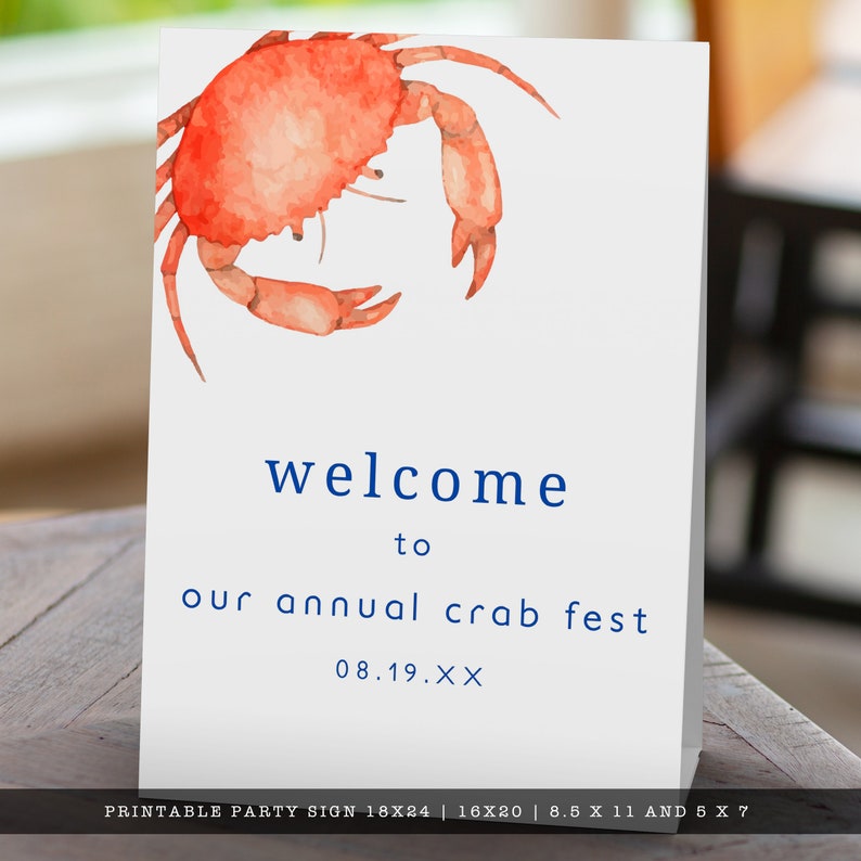 Crab Fest Welcome Sign Crab Boil Sign Printable Party Sign | Etsy