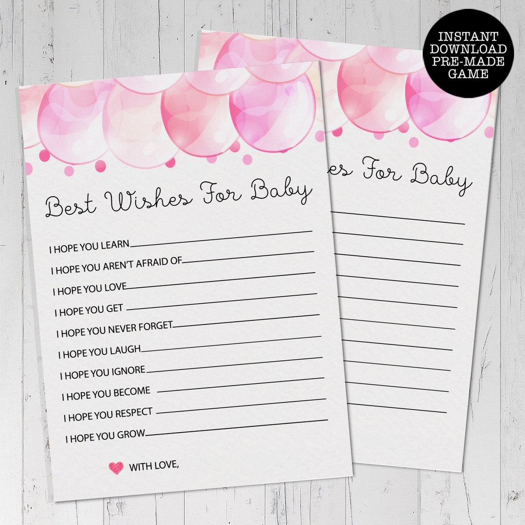 Best Wishes for Baby, Baby Shower Game, Printable Game, Pre-made Shower ...
