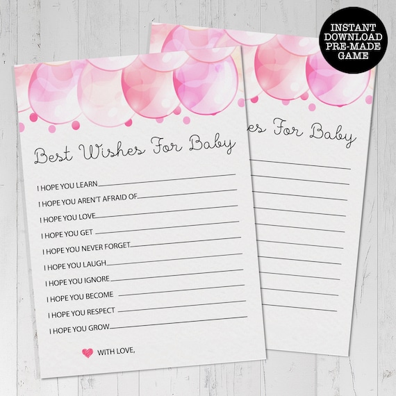 Best Wishes For Baby, Baby Shower Game, Printable Game, Pre-made Shower ...