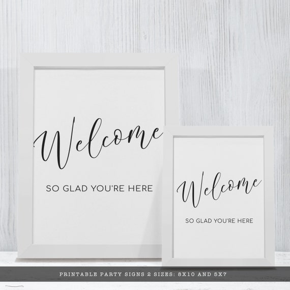 Black and White Welcome Sign, Bridal Shower Sign, Printable Signs ...