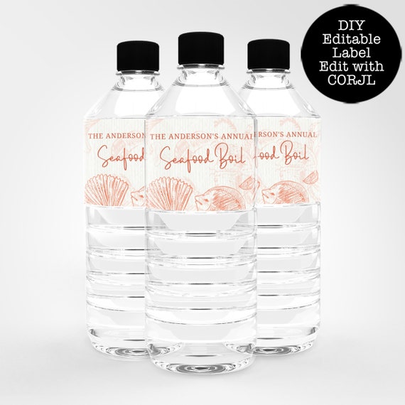 Editable Beach Themed Water bottle Labels, Printable Drink Labels ...