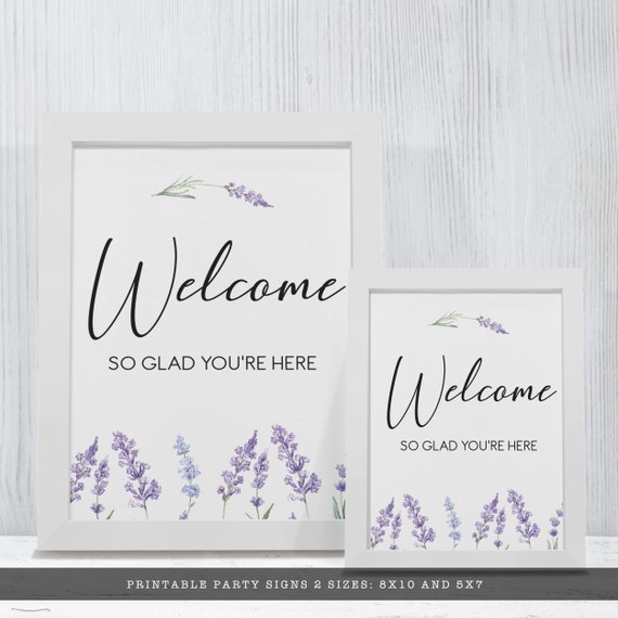 Purple Lavender Welcome Sign, Wedding Sign, Bridal Shower Sign ...