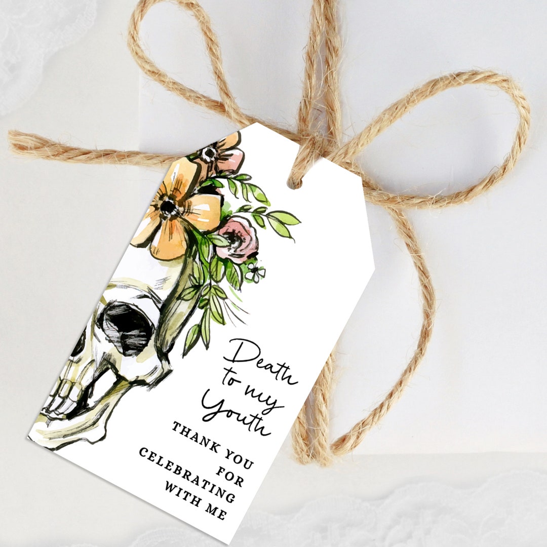Printable Death to My 20s Gift Tags DIY Skull Favors, Instant Download ...