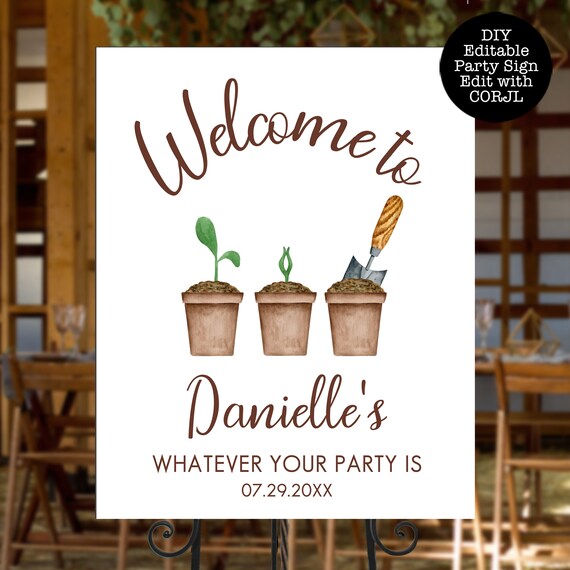 Editable Garden Welcome Sign, Instant Download, Garden Themed Welcome ...