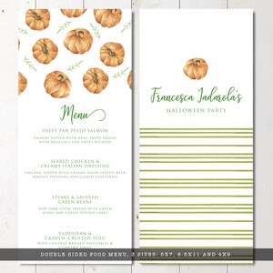 Editable Dinner Menu, Pumpkin Dinner Menu, Digital Download Food Menu ...