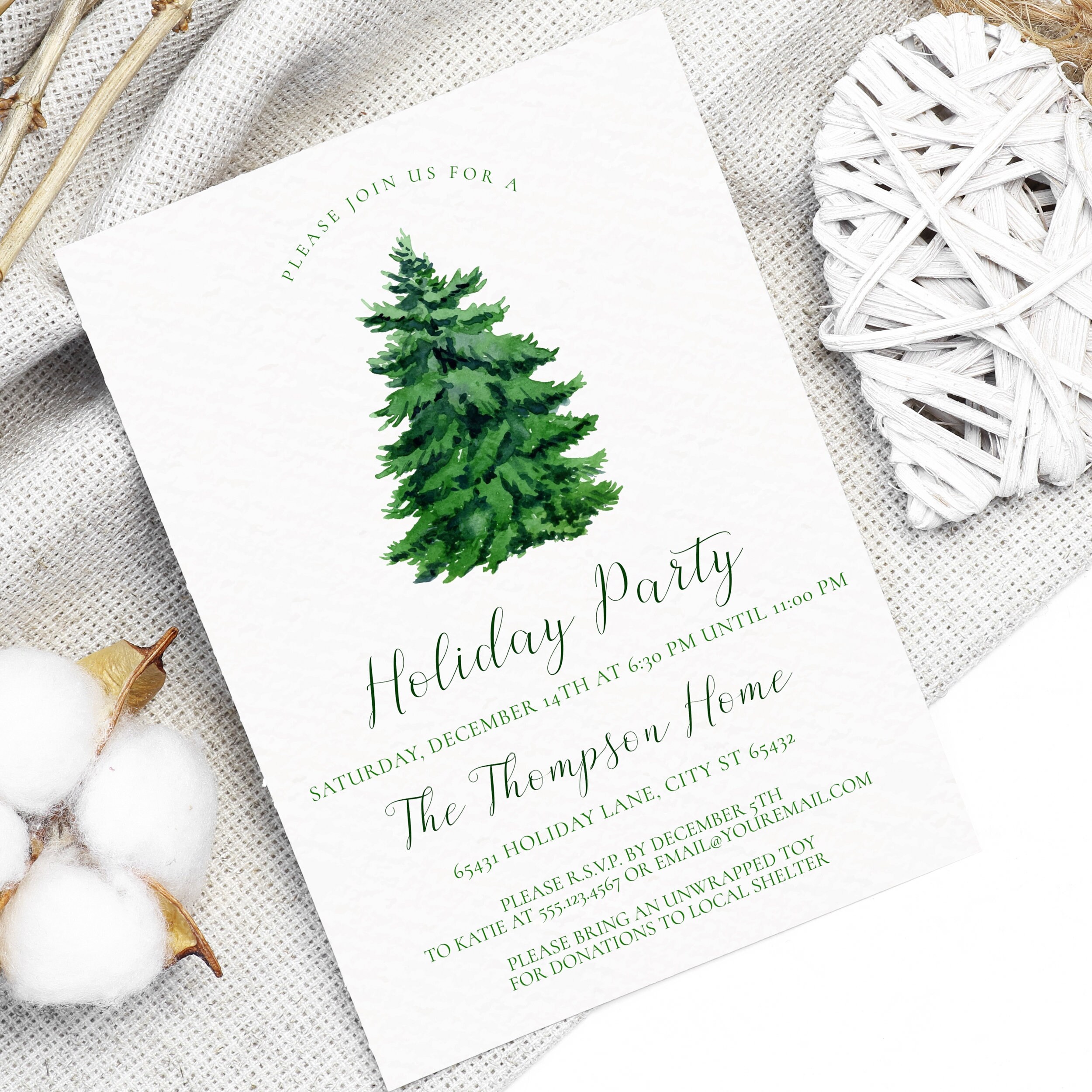 Christmas Tree Invitations Elegant Christmas Invitations | Etsy