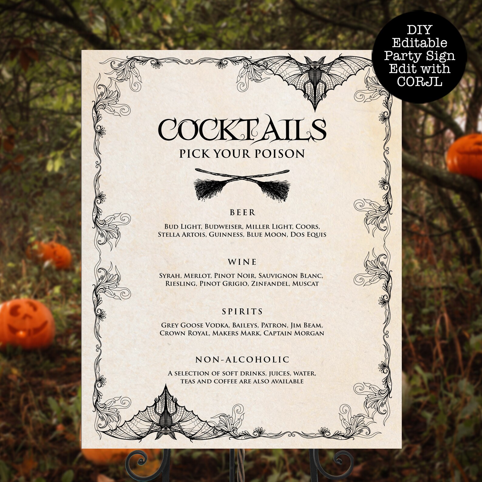 Vintage Witch Halloween Cocktail Sign Halloween Drink Signs - Etsy