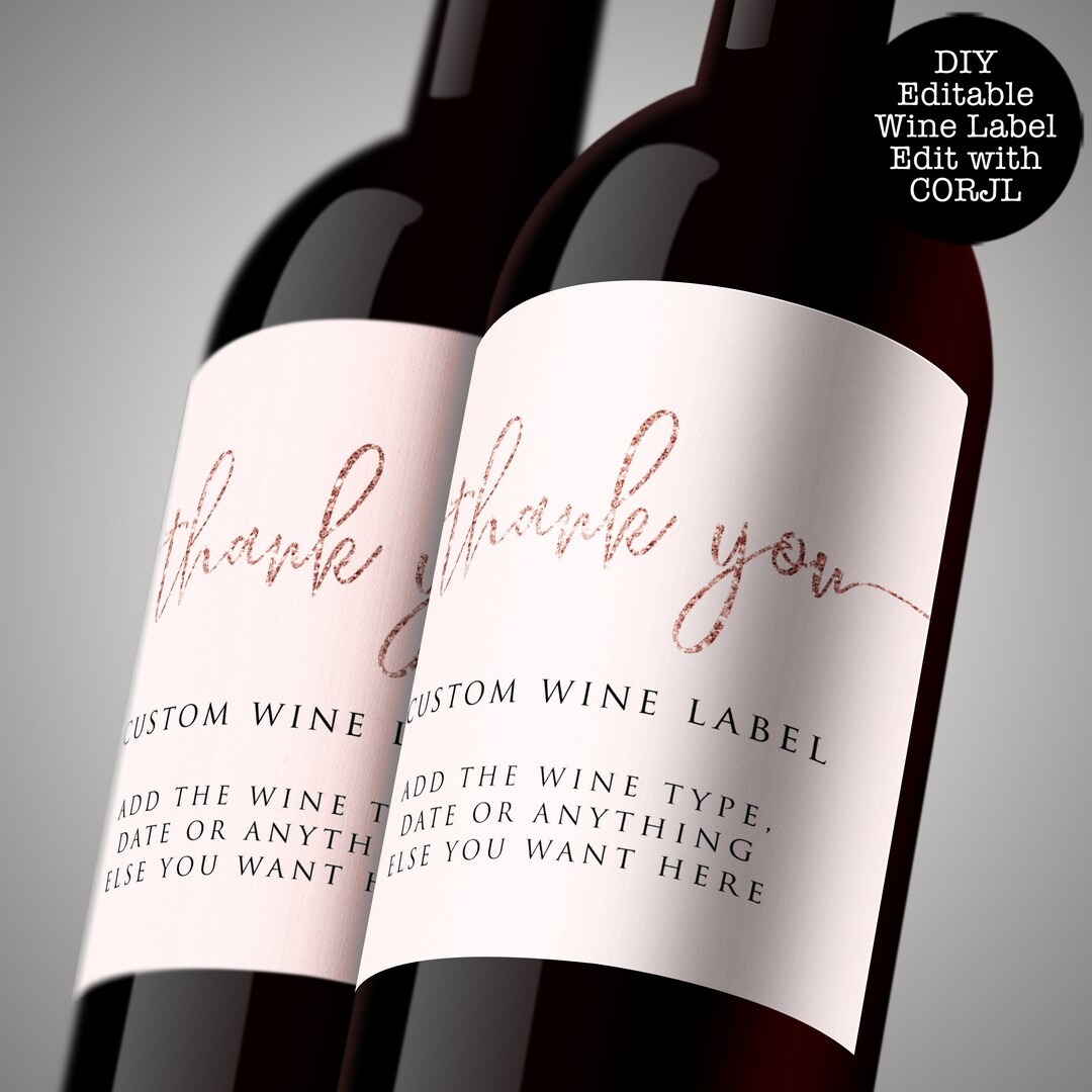 Blush Pink Printable Wine Label Custom Wine Labels Corjl - Etsy
