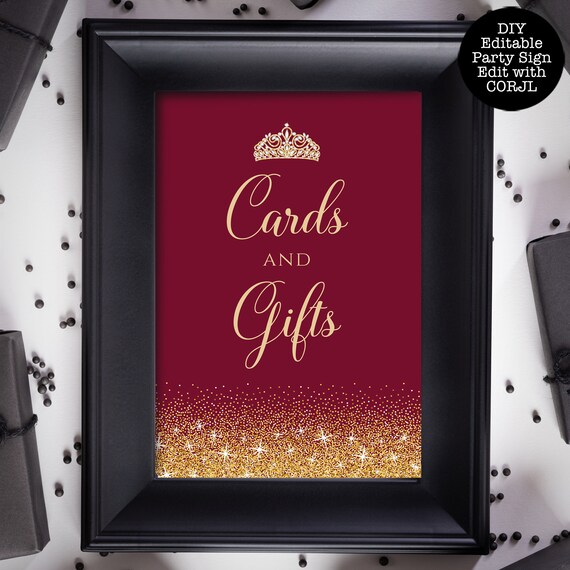 Red Cards and Gifts Table Sign, Printable Table Sign, Printable ...