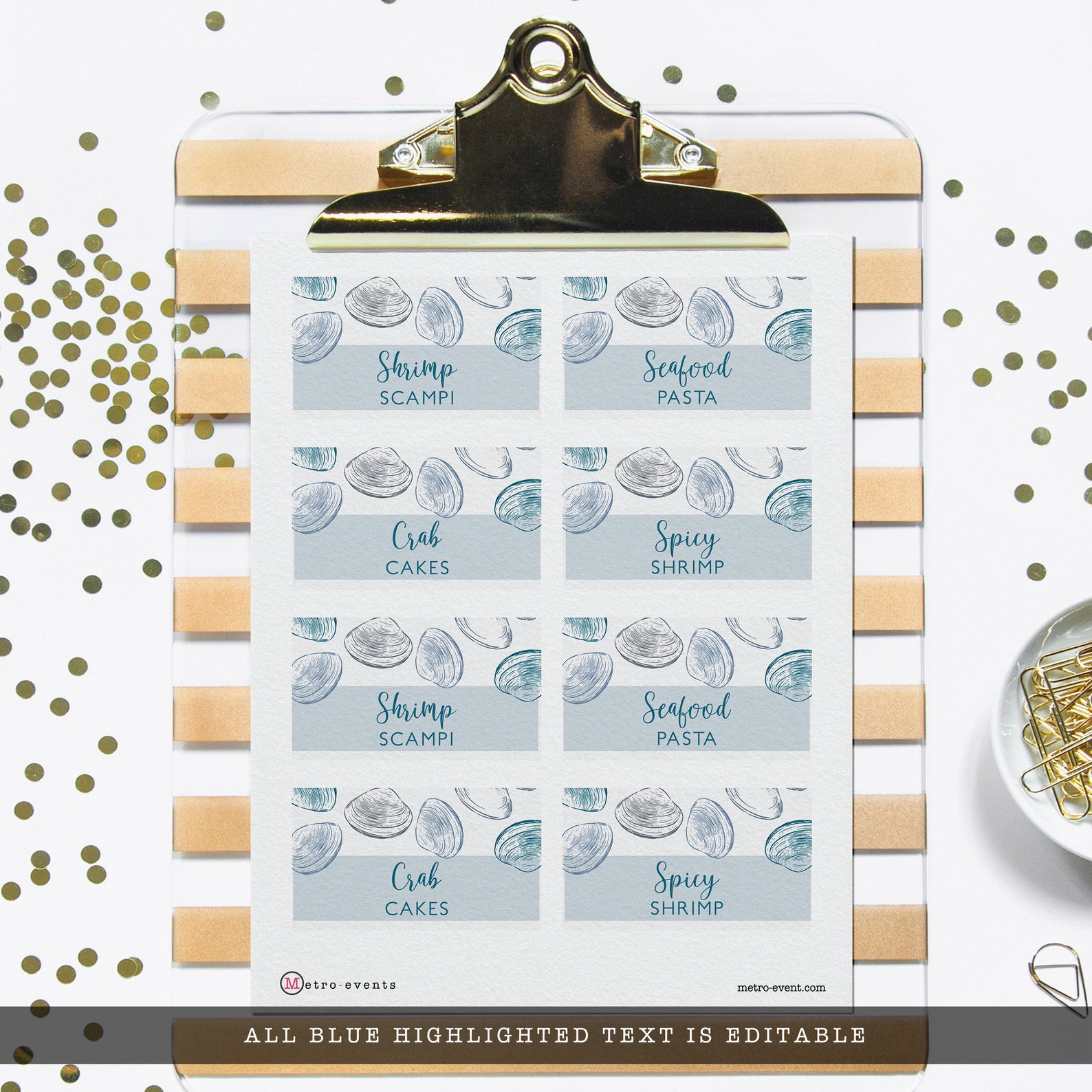 Clam Bake Food Signs Food Label Seafood Themed Food Signs - Etsy