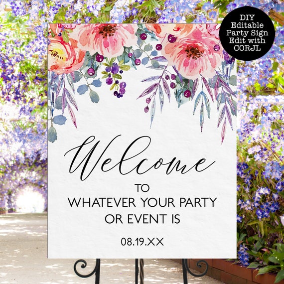 Bright Floral Welcome Signs, Floral Welcome Sign, Printable Signs ...