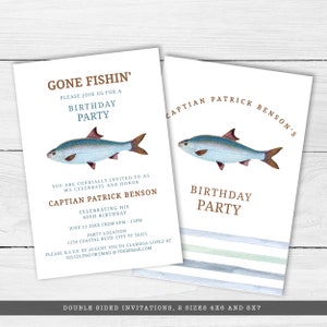 Fish Themed Birthday Party Invitations, Gone Fishing Party Invitations ...