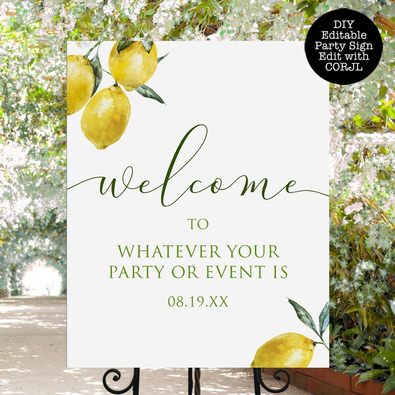 Lemon Welcome Signs Lemon Themed Party Sign Editable Party - Etsy
