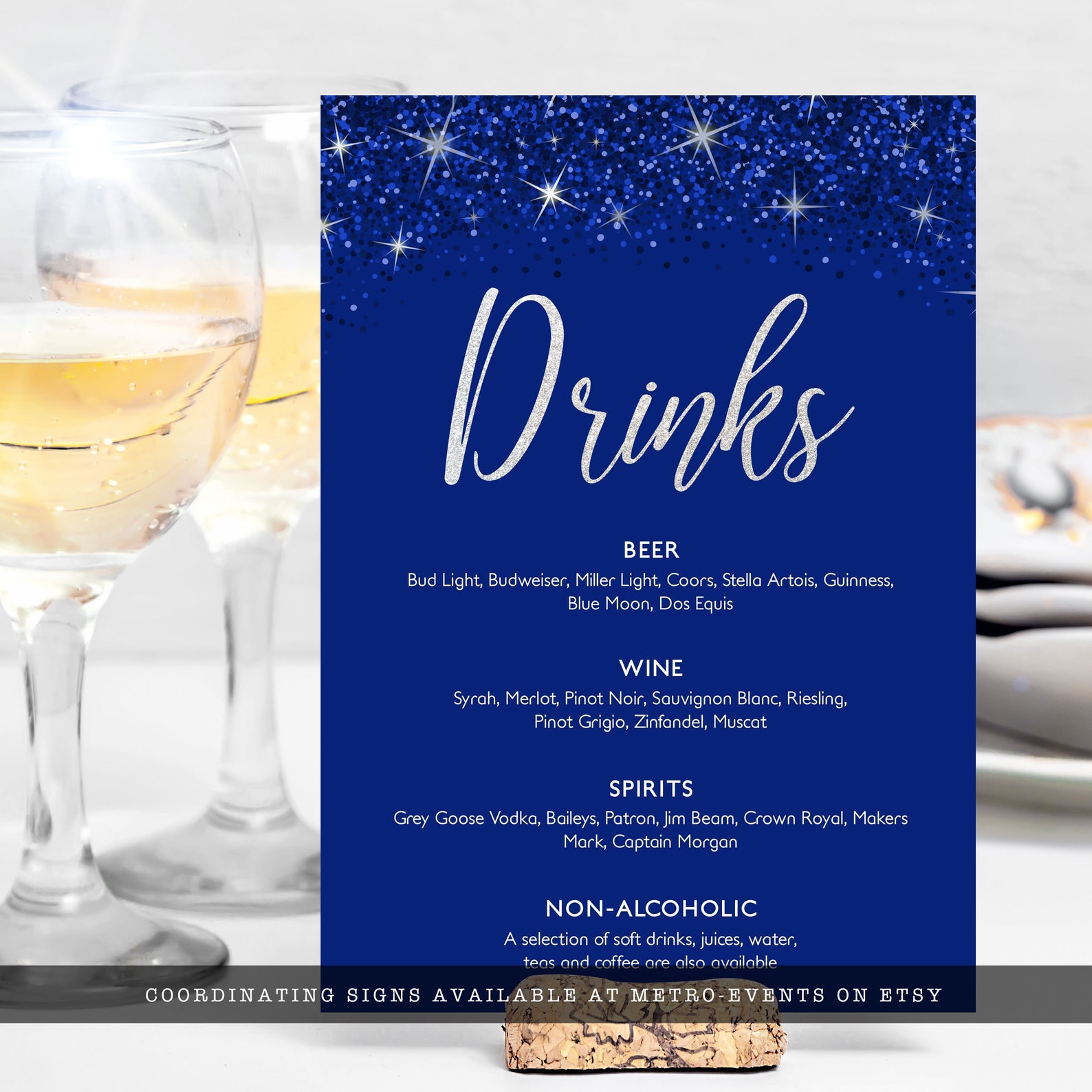 Blue Glitter Food Menu Royal Blue Dinner Menu Food Menu - Etsy