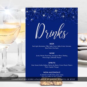 Blue Glitter Dinner Menu, Royal Editable Menu (instant Download) - Etsy