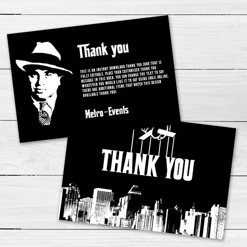 Mobster Thank You Cards Mob Party Thank You Cards Gangster - Etsy