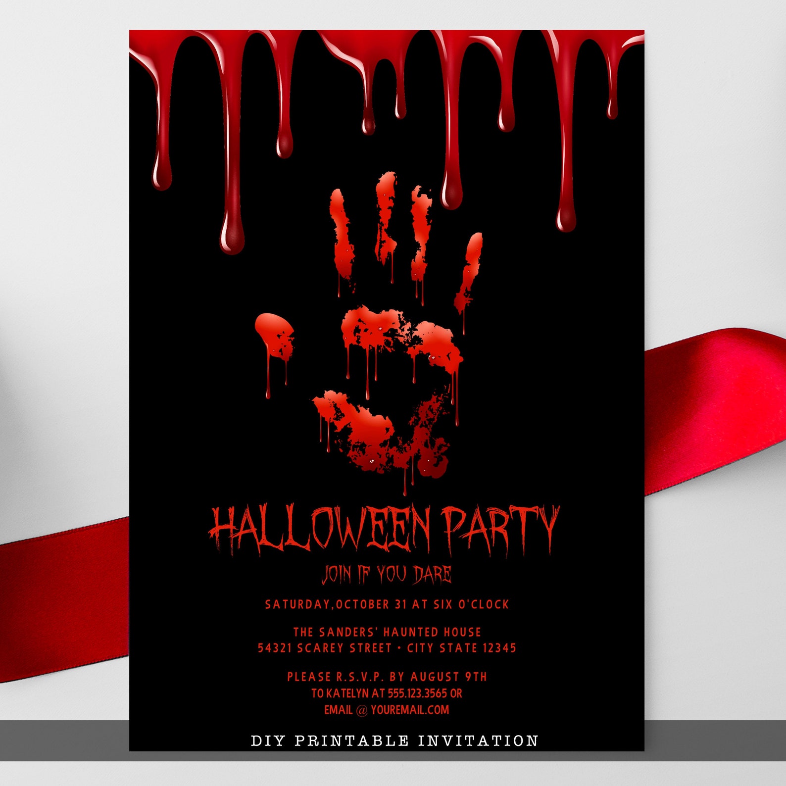 Blood Halloween Invitations, Halloween Invitations, Creepy Blood ...