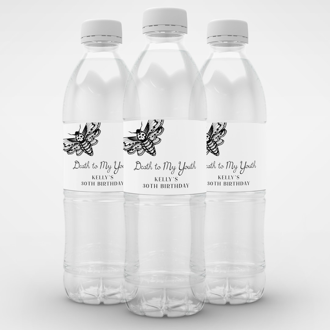 Editable Black and White Death to My 20s Water Bottle Label Corjl ...