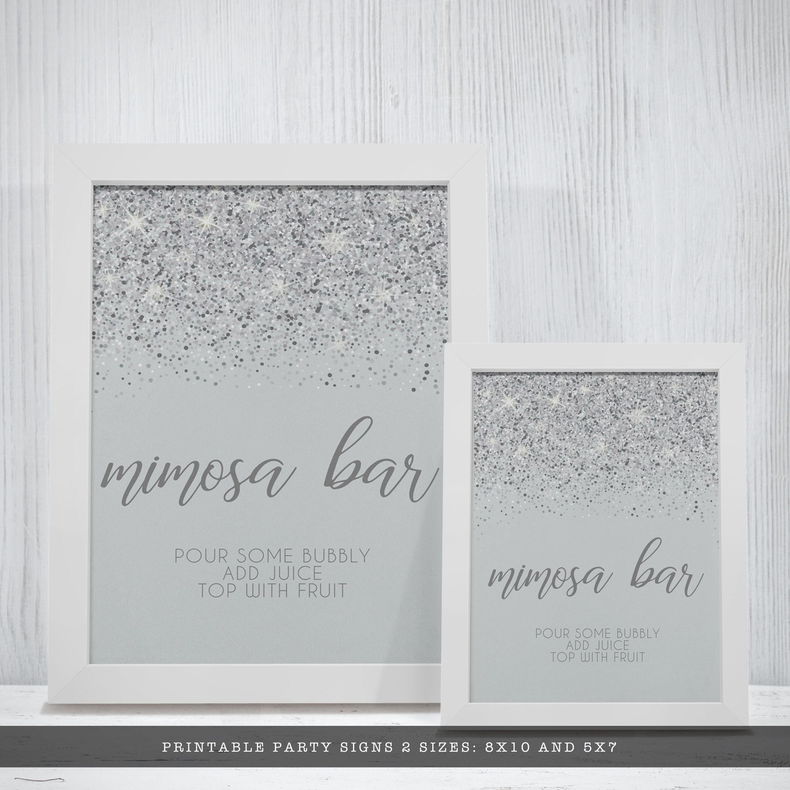 Silver Glitter Mimosa Bar Sign Wedding Favor Sign Bridal | Etsy