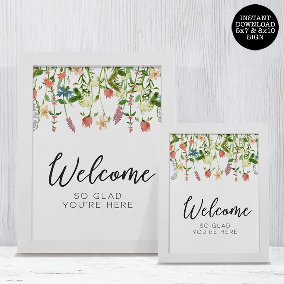 Wildflower Floral Welcome Sign, Bridal Shower Sign, Printable Sign ...